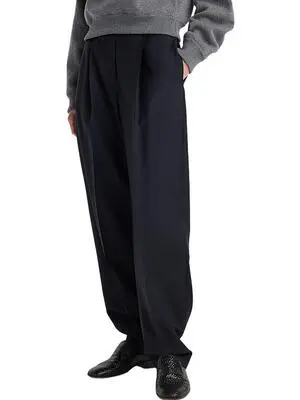 RÓHE Daria Single Pleat Straight Leg Trousers - Navy