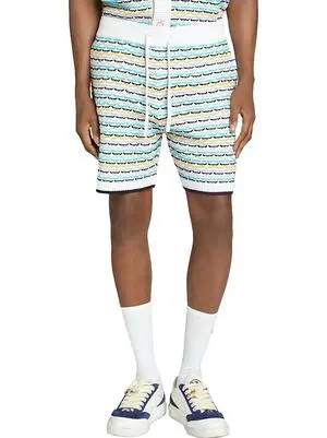Casablanca Crochet Tuck Stitch Stripe Shorts - Multi