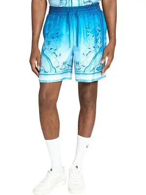 Casablanca Egyptian Rug Silk Shorts - Blue Gradient