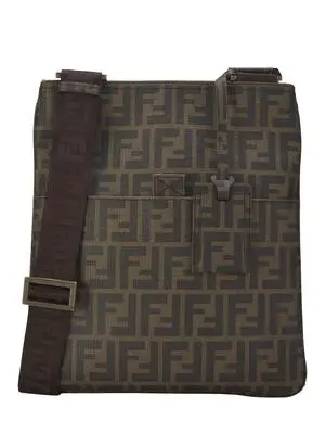 Fendi Zucca Coated Flat Messenger Bag - Brown
