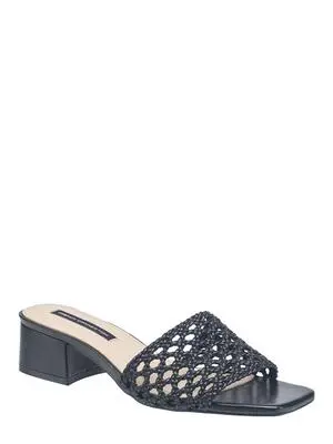 French Connection Waves Woven Mule With Block Heel Black