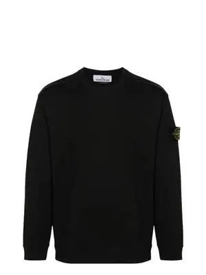 Stone Island Cotton Sweatshirt With Detachable Compass Badge - Black