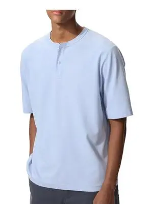 Uniqlo Dry Waffle Henley Neck T-shirt Short Sleeve - Blue