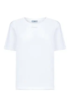 Prada White Cotton Jersey Logo T-shirt - Multicolor
