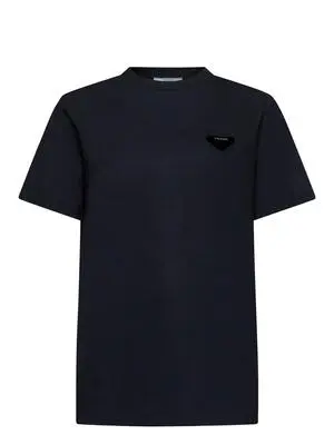Prada PRADA Logo Patch Cotton T-Shirt Multicolor