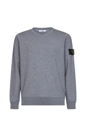 Stone Island Melange Grey Organic Cotton Crewneck Sweatshirt - Multicolor
