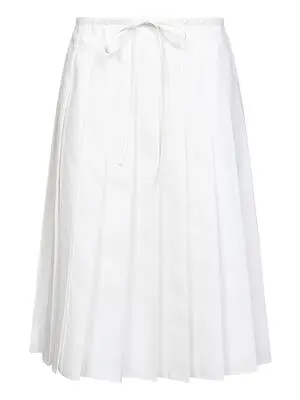 Prada PRADA Pleated Midi Skirt In White Technical Cotton Blend Multicolor