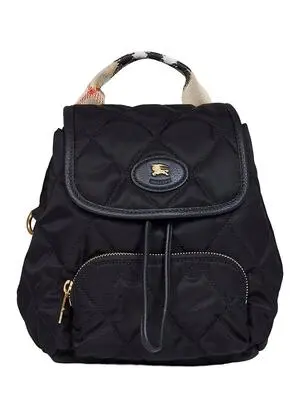 Burberry Quilted Nylon Horseshoe Mini Backpack With Equestrian Knight Design - Multicolor