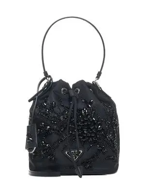 Prada Re-nylon Mini Bucket Bag With Crystal Embellishment - Multicolor