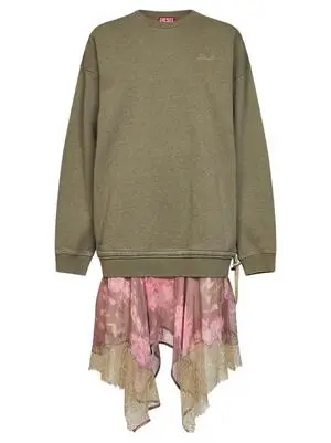 DIESEL® D-orely Sweatshirt Dress With Chiffon Skirt - Multicolor