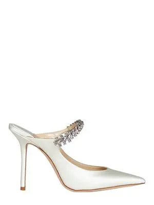 JIMMY CHOO Jimmy Choo Ivory Crystal Embellished Satin Mules Multicolor