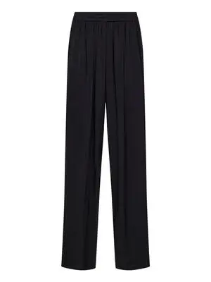 Alaïa Black Cady Straight Trousers With Contrasting Bands - Multicolor