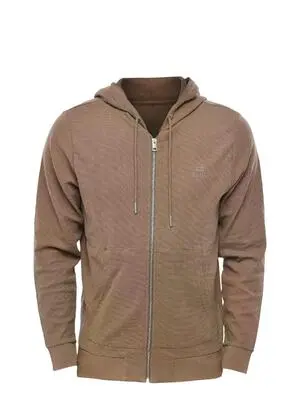 DIESEL® Waffle-knit Zip-up Hoodie - Brown