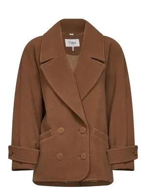 Chloé Double-breasted Wool Short Coat - Multicolor