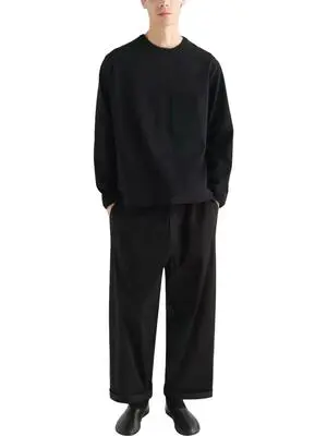 LEMAIRE Long-sleeve Boxy T-shirt In Compact Cotton Jersey - Black