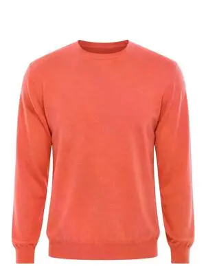 Malo Fine-knit Crew Neck Top - Orange