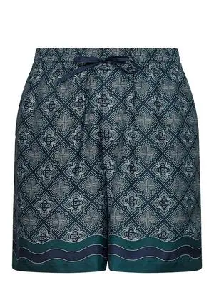 Casablanca Radiating Monogram Print Silk Shorts - Multicolor