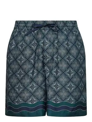 Casablanca Radiating Monogram Print Silk Shorts - Multicolor