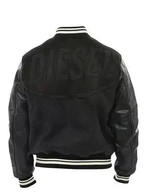 DIESEL® Leather Sleeve Bomber Jacket - Grey
