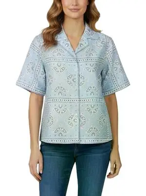 Sandro Printed Short-sleeve Shirt - Blue