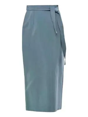 SUPER BLOND Belted Pencil Midi Skirt - Blue