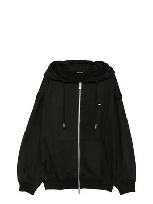 SONGZIO Graphic Embroidered Zip-up Hoodie - Black