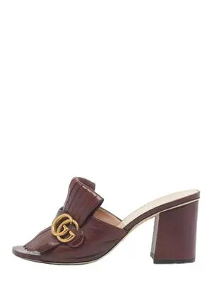 Gucci Gg Marmont Fringed Leather Heeled Sandals - Red