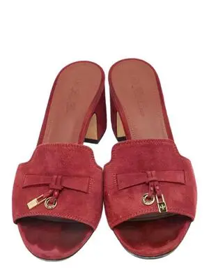 LORO PIANA Loro Piana Suede Block Heel Sandals