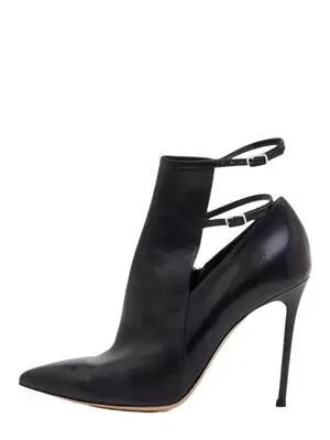 GIANVITO ROSSI Gianvito Rossi Black Leather Double Buckle Heeled Ankle Boots
