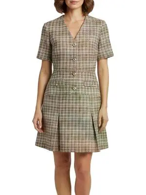 Maje Tweed Buttoned Mini Dress - Brown