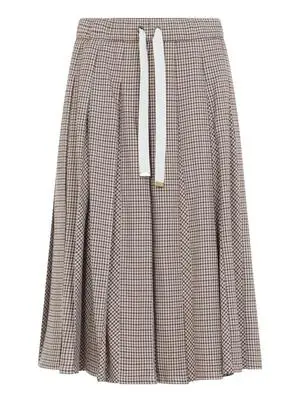 Moncler Moncler Pleated Skirt In Stretch Viscose And Wool-Blend Multicolor