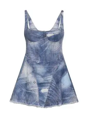Roberto Cavalli Cotton Mini Dress - Blue