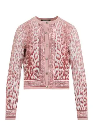 Roberto Cavalli Jaguar Print Fine Knit Cardigan - Multicolor