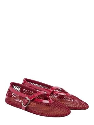 ALAÏA Alaia Red Fishnet And Patent Leather Mary Jane Flats