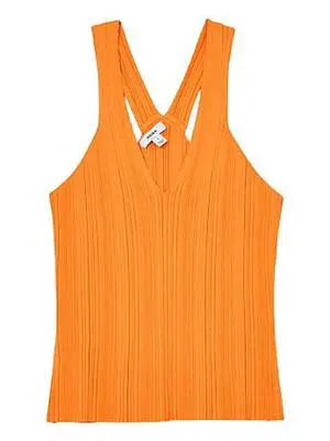 REISS Harris V-neck Textured Stretch-knit Vest - Orange