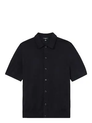 REISS Drayton Button-down Merino-wool Shirt - Navy