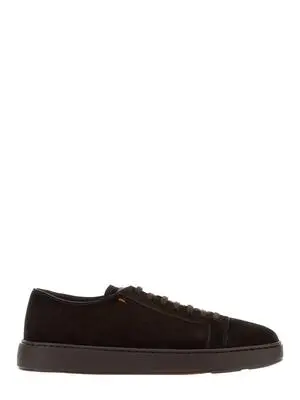 Santoni Dark Suede Lace-up Sneakers - Brown