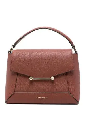 Strathberry Leather Top Handle Bag With Signature Bar Hardware - Brown