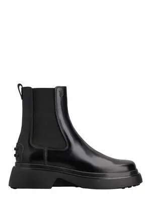 TOD'S Leather Chelsea Boots With Chunky Rubber Sole - Black