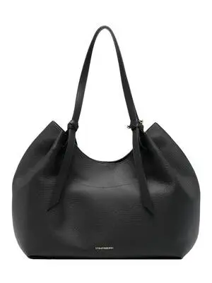 Strathberry Textured Leather Tote Bag With Gold-tone Hardware - Black