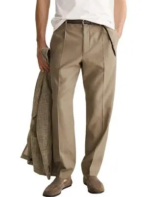 Mango Pleated Straight-leg Pants - Khaki