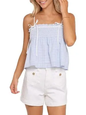 PETAL & PUP Mireille Gingham Babydoll Top - Blue Gingham