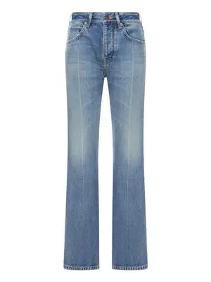 Balenciaga Medium Wash Denim Flare Jeans - Blue