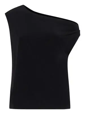 Norma Kamali Cap Sleeve One-shoulder Asymmetrical Top - Black