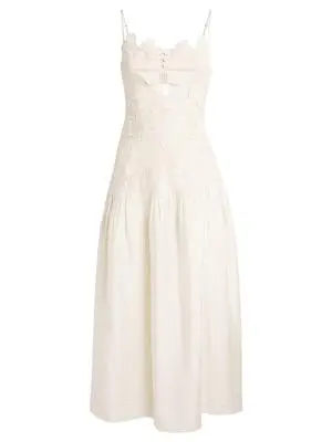 Sandro Guipure Lace Sleeveless Midi Dress - Beige