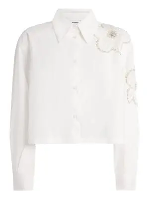 Sandro Embroidered Cotton Shirt - Beige