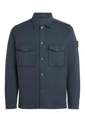 Stone Island Organic Cotton Ghost Overshirt Blue