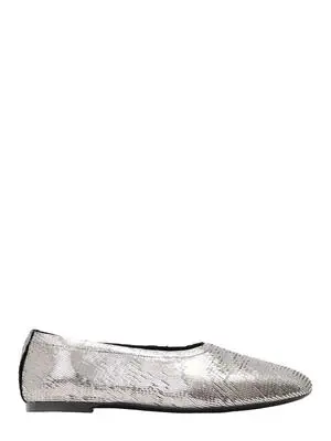 ALLSAINTS Metallic Leather Hailee Ballet Flats - Grey