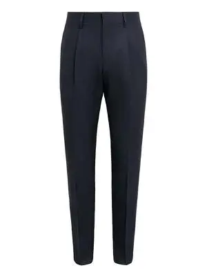 LARDINI Virgin Wool-blend Suit Trousers - Navy