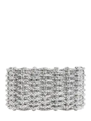 Simkhai Woven Beaded Clutch Bag - Silver